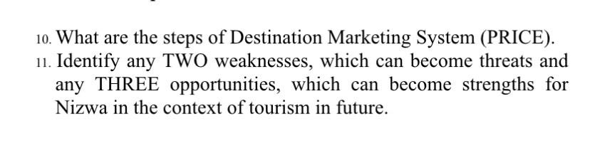 Solved 10. What are the steps of Destination Marketing | Chegg.com