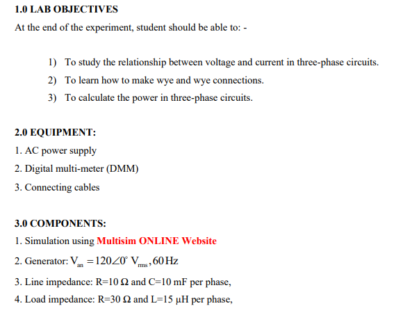 Solved 1.0 LAB OBJECTIVES At the end of the experiment, | Chegg.com