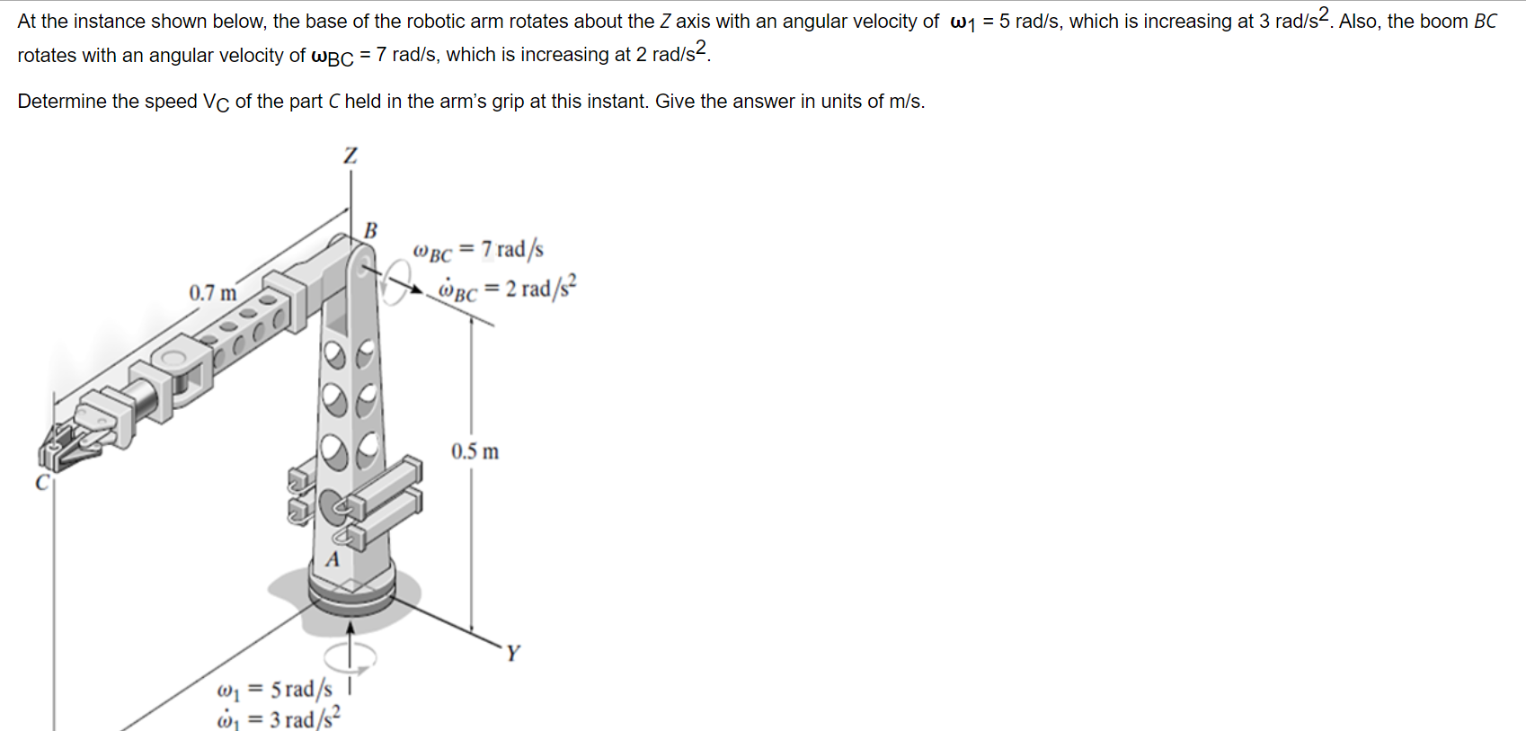 Solved At the instance shown below, the base of the robotic | Chegg.com