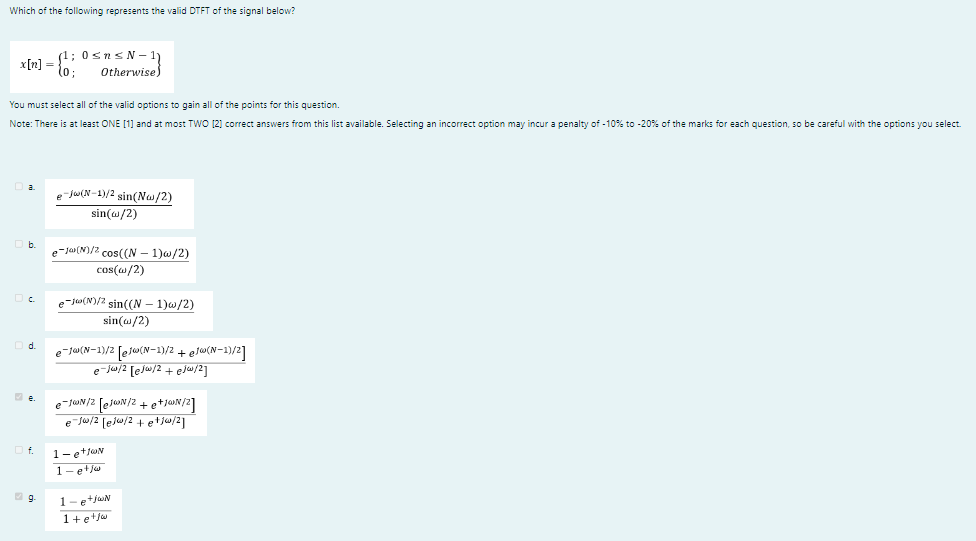 Solved Which of the following represents the valid DTFT of | Chegg.com