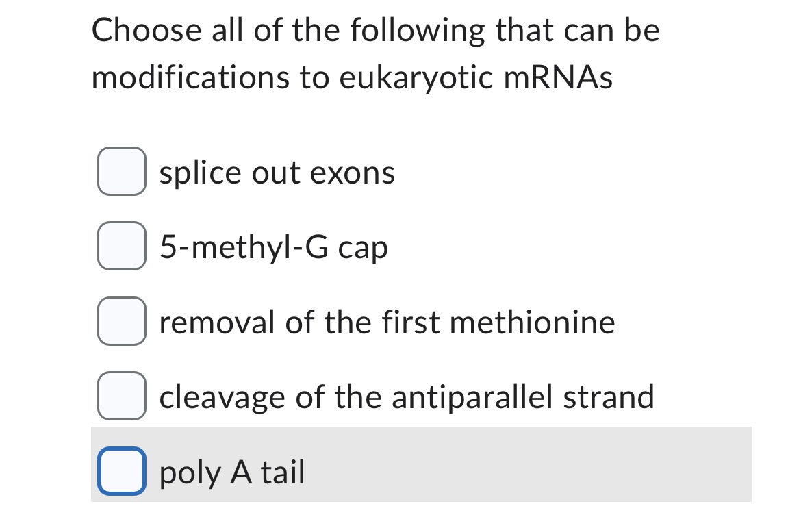 Solved Choose all of the following that can be modifications | Chegg.com