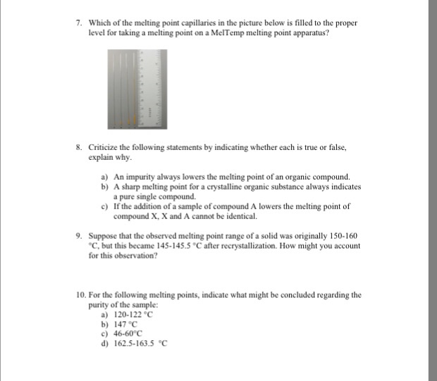 Solved Possible Pre-Lab Questions for Experiment #4 “Melting | Chegg.com