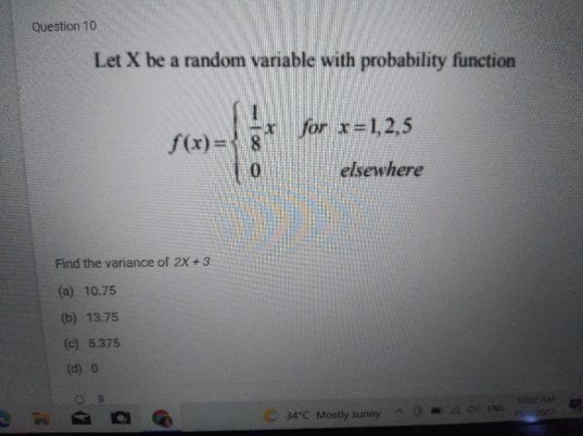 Solved Question 10 Let X be a random variable with | Chegg.com