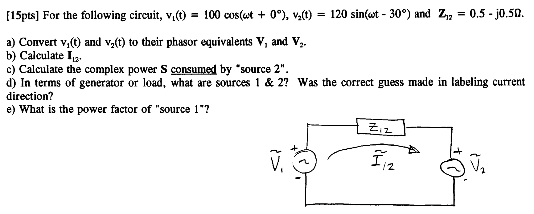 Solved [15pts] For the following circuit, | Chegg.com