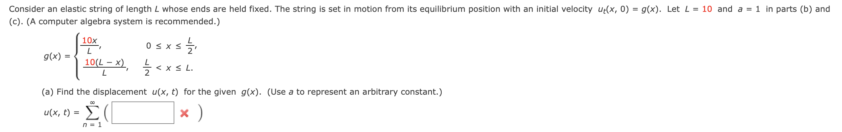 Solved Consider an elastic string of length L whose ends are | Chegg.com
