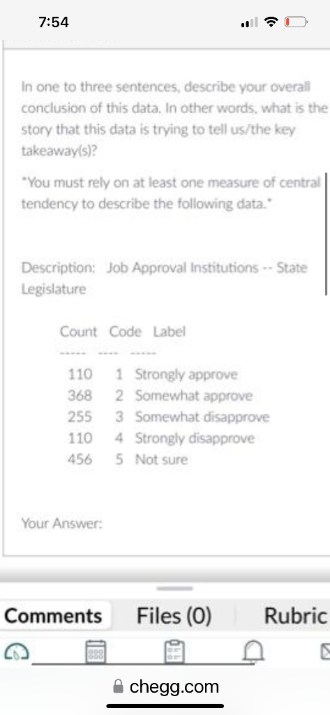 In one to three sentences, describe your overall | Chegg.com