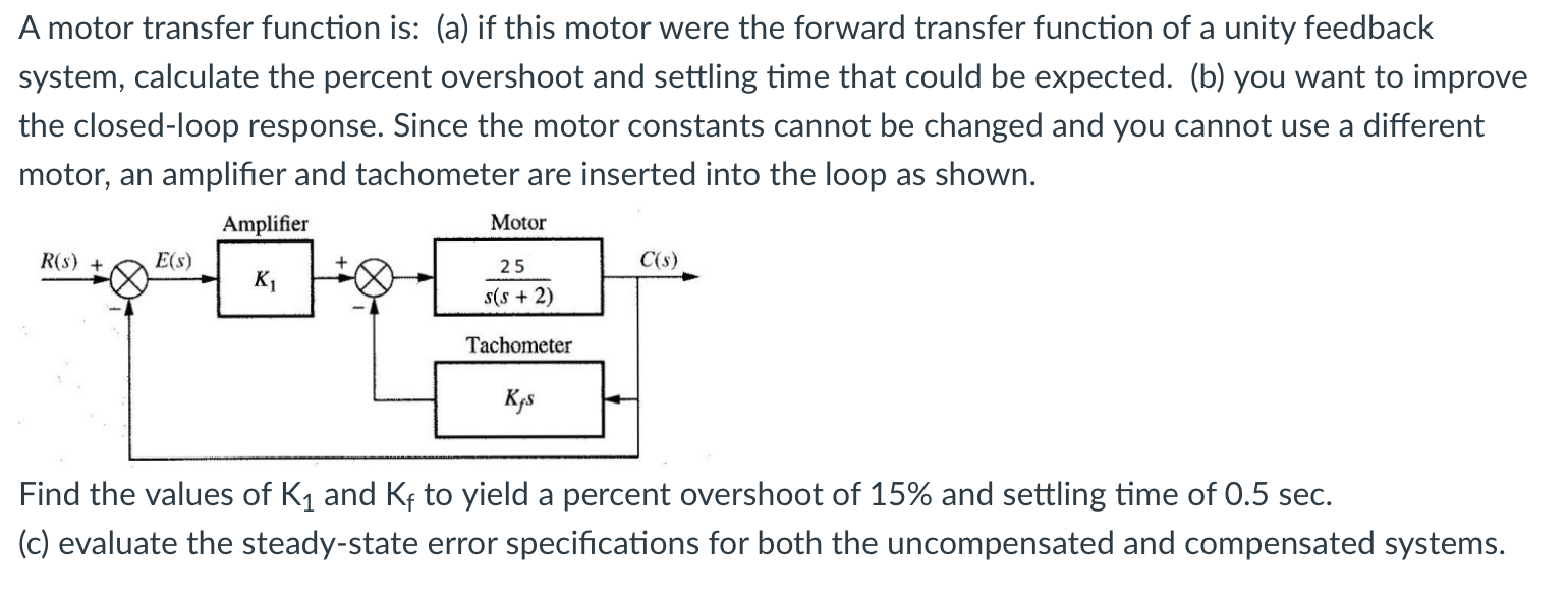 Solved A motor transfer function is: (a) if this motor were | Chegg.com