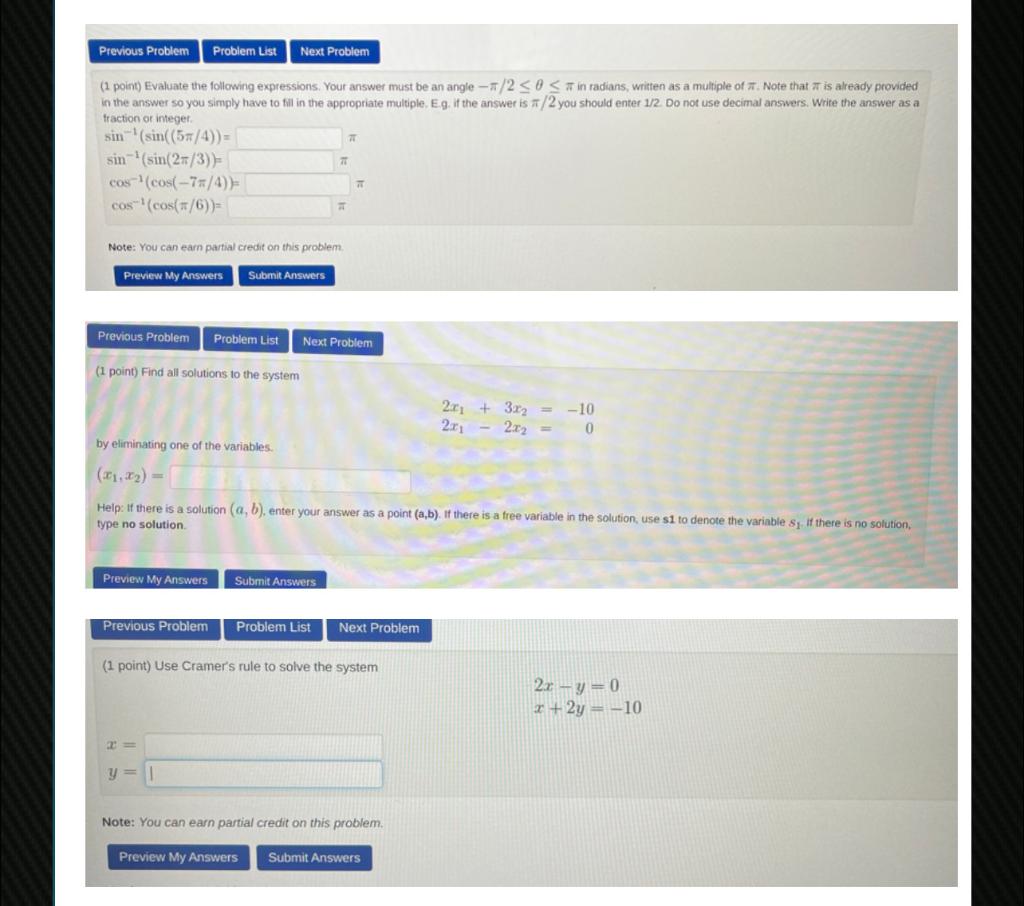 Solved Previous Problem Problem List Next Problem (1 point) | Chegg.com