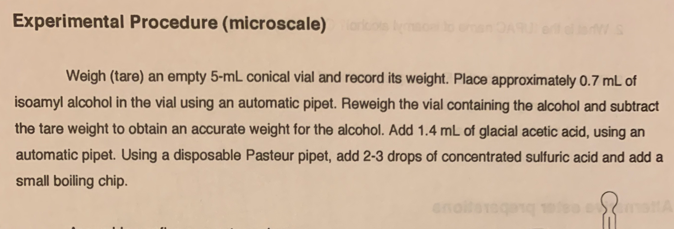 Experimental Procedure (microscale) Weigh (tare) an | Chegg.com