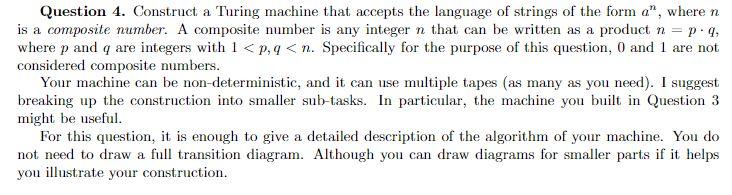 Solved Question 4. Construct a Turing machine that accepts | Chegg.com