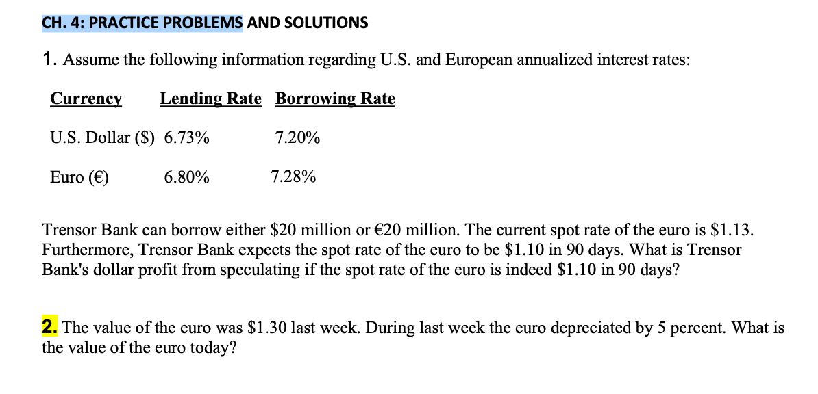 Solved CH. 4: PRACTICE PROBLEMS AND SOLUTIONS 1. Assume the | Chegg.com