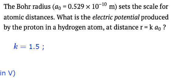 Solved The Bohr radius (a0=0.529×10−10 m) sets the scale for | Chegg.com