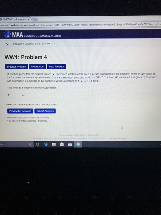 Solved Suppose that the number viruses (V, measured in | Chegg.com