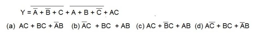Solved Y = A + B + C + A + B + C + AC (a) AC + BC + ĀB (b) | Chegg.com