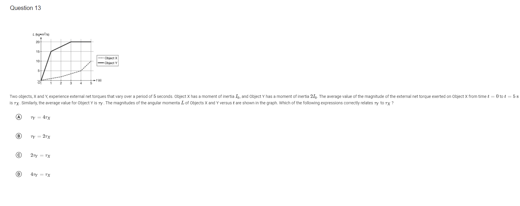 Solved Question 13 L Kg M S 20 15 D C 10 Object X