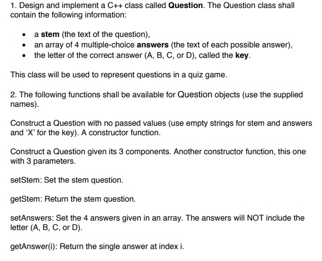 Solved 1 Design And Implement A C Class Called Question 7080