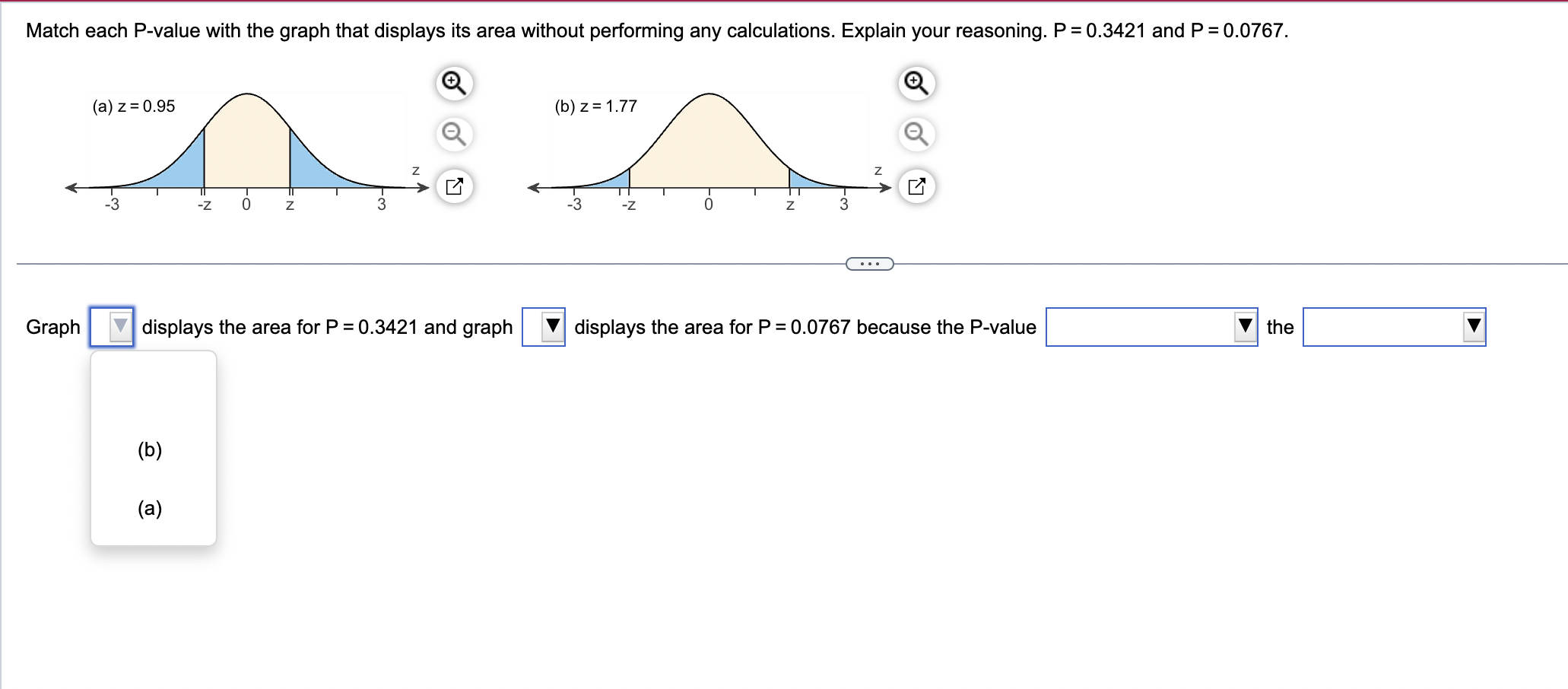 Solved Match each P-value with the graph that displays its | Chegg.com