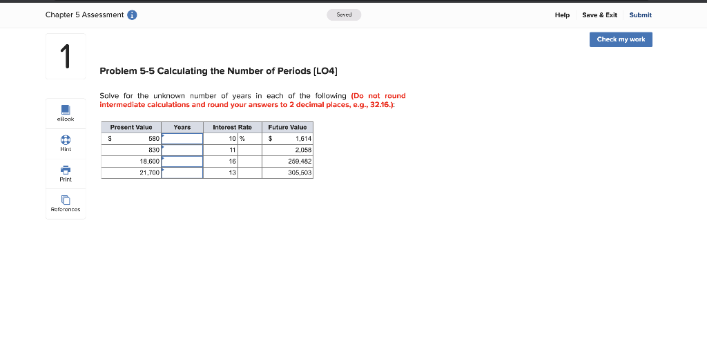 Solved Chapter 5 Assessment A Seved Help Save & Exit Submit | Chegg.com