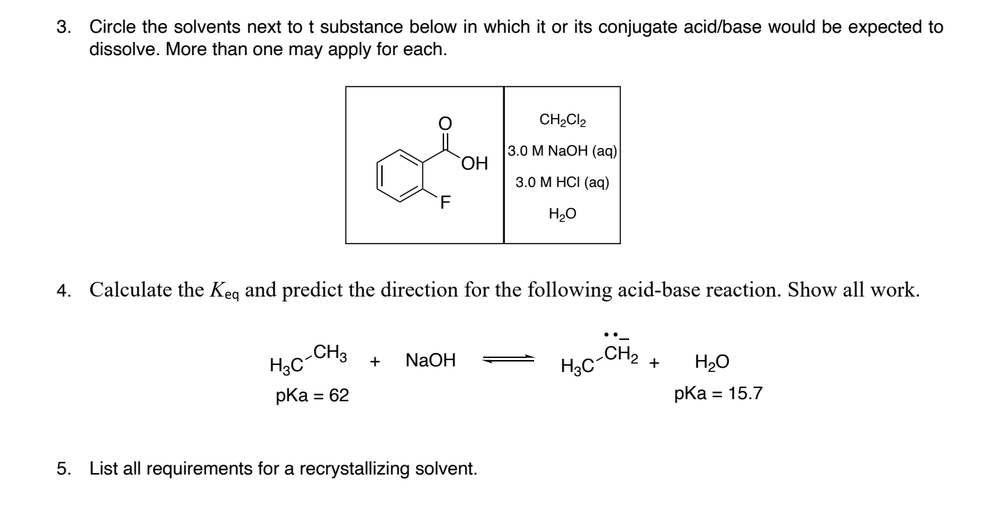 Solved 3. Circle the solvents next to t substance below in | Chegg.com