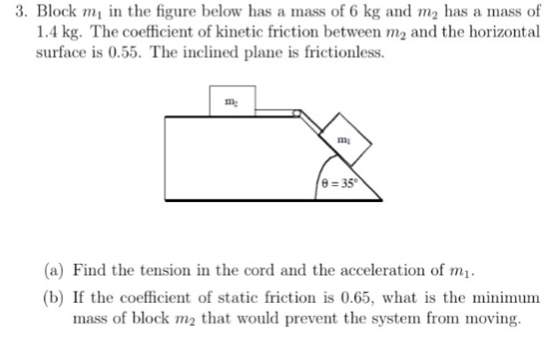 Solved 3. Block m1 in the figure below has a mass of 6 kg | Chegg.com