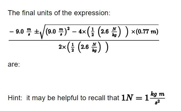 Solved The final units of the expression: | Chegg.com
