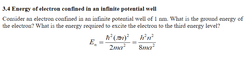 3 4 ﻿energy Of Electron Confined In An Infinite