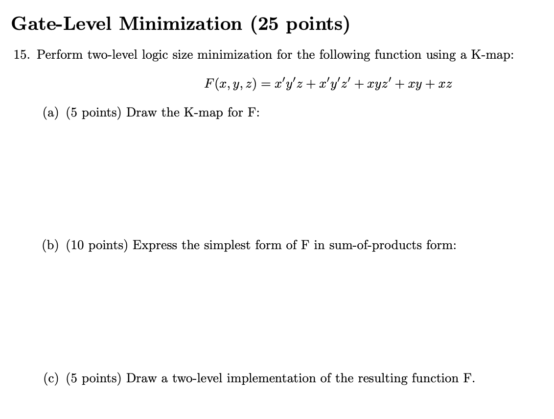 Solved Perform two-level logic size optimization for the | Chegg.com