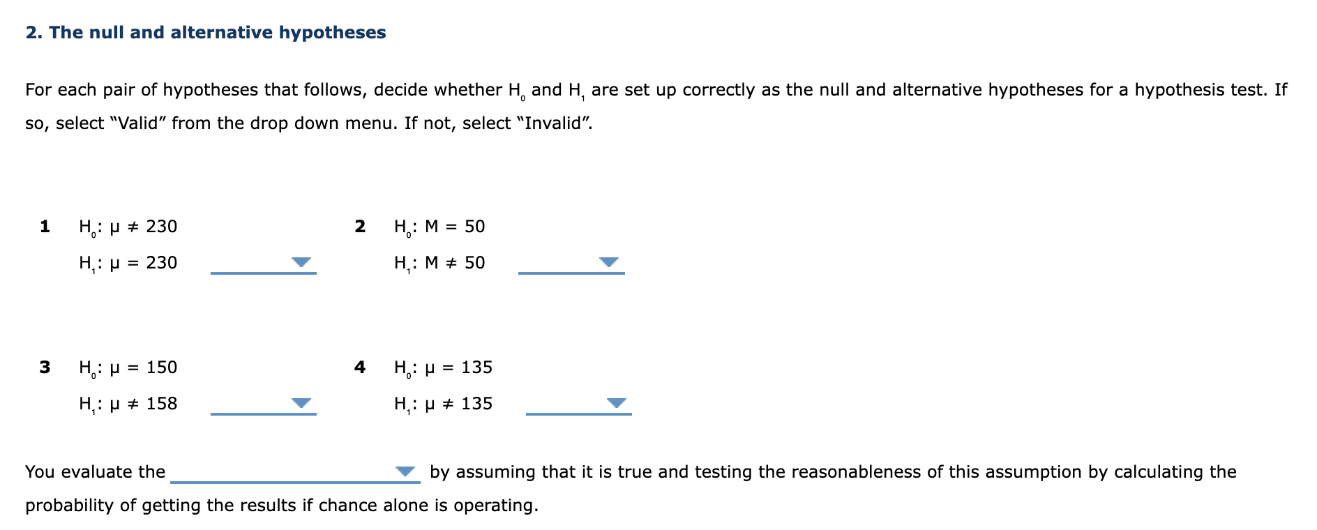 Solved 2. The null and alternative hypotheses For each pair | Chegg.com