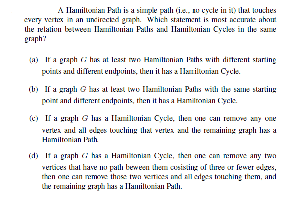 Solved A Hamiltonian Path is a simple path (i.e., no cycle | Chegg.com