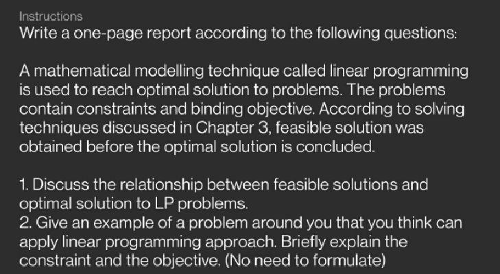Solved Instructions Write a one-page report according to the | Chegg.com