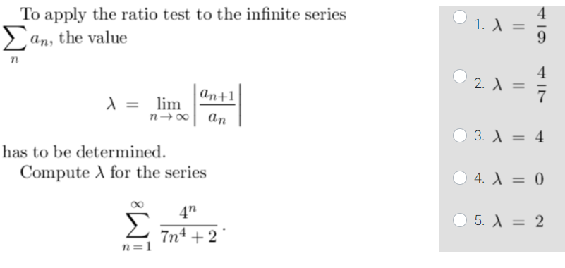Solved To apply the ratio test to the infinite series Σαη, | Chegg.com