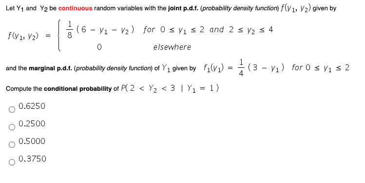 Solved Let Y4 and Y2 be continuous random variables with the | Chegg.com