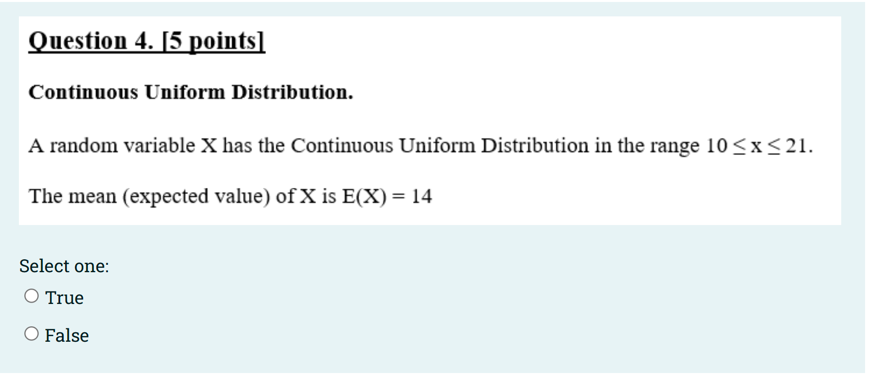 Solved Question 4. [5 points) Continuous Uniform | Chegg.com