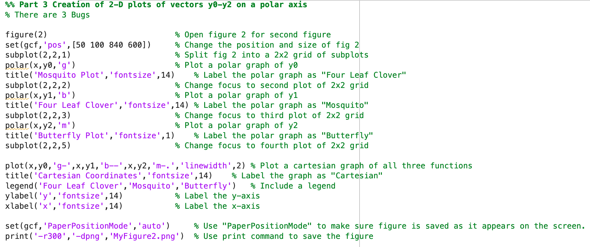 Solved % Part 3 Creation of 2−D plots of vectors y0−y2 on a | Chegg.com