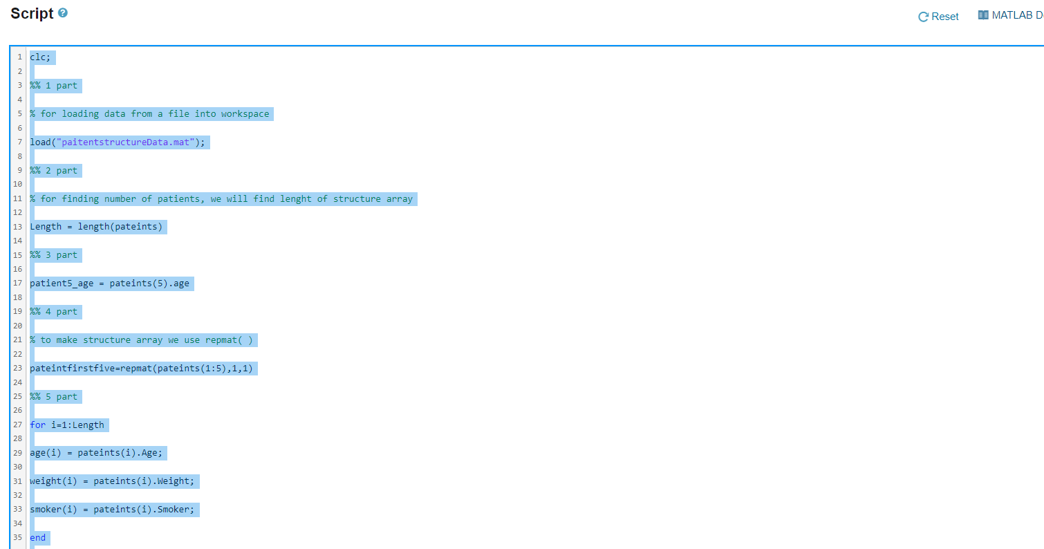 Solved Script ? C Reset 㺺 MATLAB D\% CONVERTING ROW VECTOR | Chegg.com