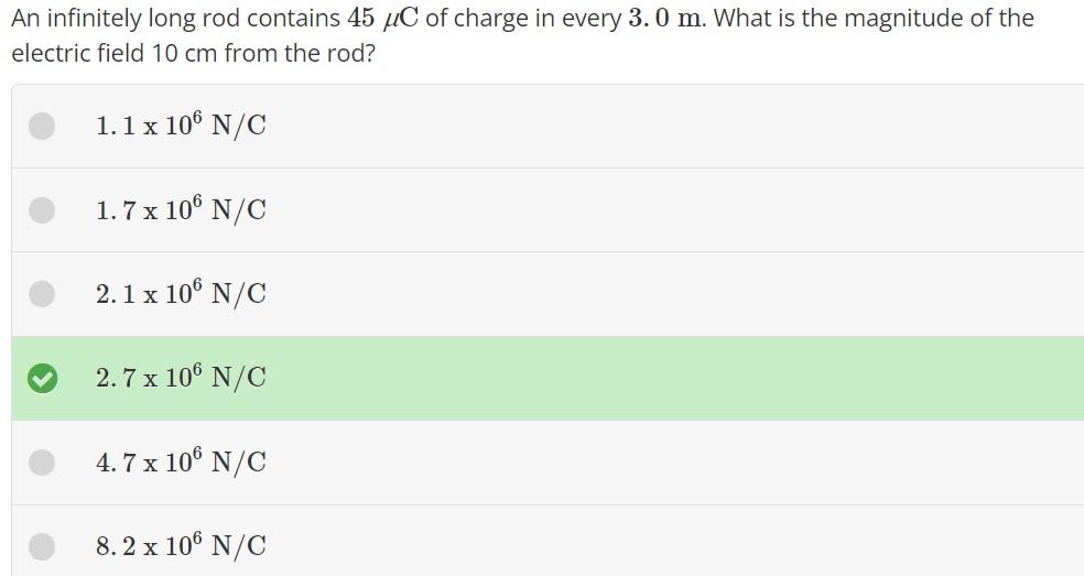 Solved An infinitely long rod contains 45 uC of charge in | Chegg.com
