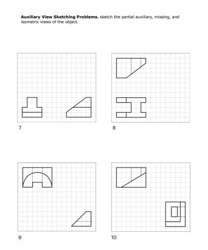 Solved Auxiliary View Sketching Problems. sketch the partial | Chegg.com