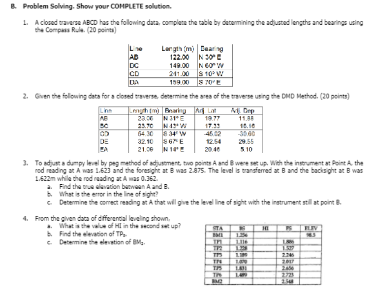 Solved Problem Solving. Show your COMPLETE solution. 1. A | Chegg.com