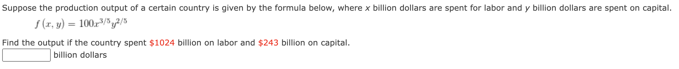 Solved Suppose the production output of a certain country is | Chegg.com