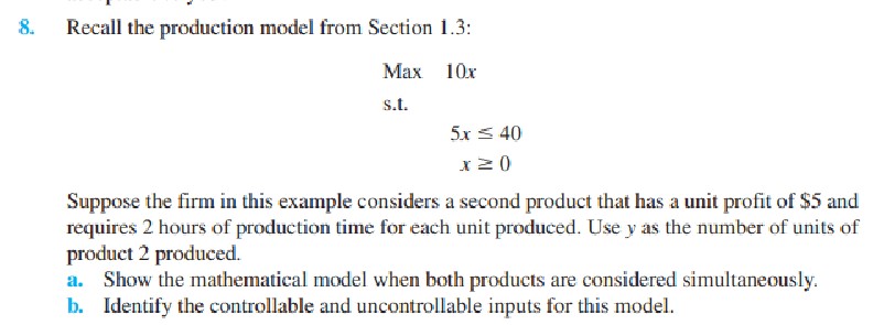 Recall the production model from Section 1.3: Max | Chegg.com