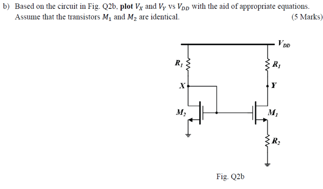 Solved b) Based on the circuit in Fig. Q2b, plot VX and VY | Chegg.com