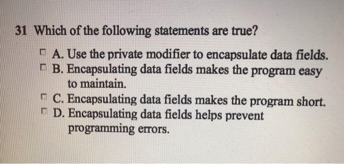 Solved 31 Which of the following statements are true? r A. | Chegg.com