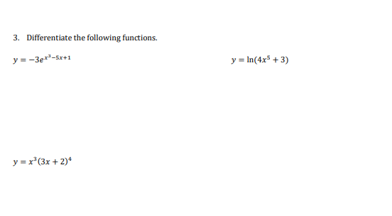 Solved 3. Differentiate the following functions. | Chegg.com