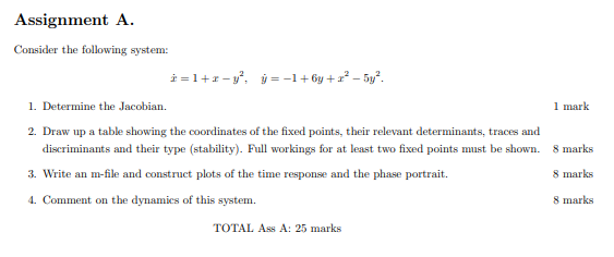 Assignment A. Consider the following system: i | Chegg.com