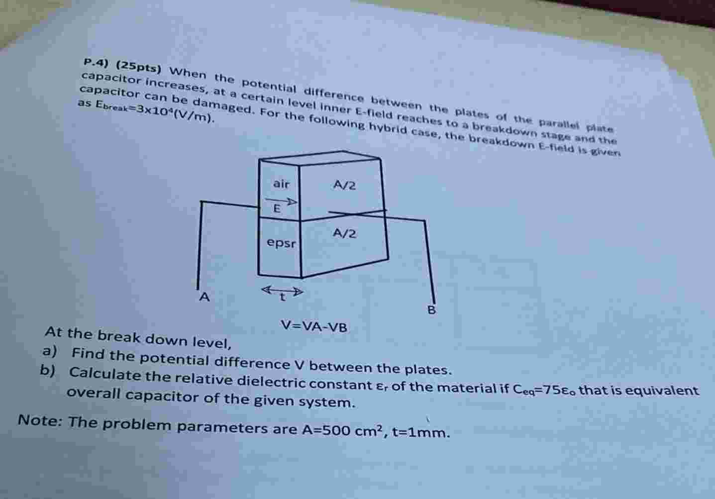 Solved Find the potential difference V ﻿between tle plates | Chegg.com