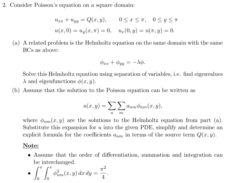 2. Consider Poisson's equation on a square domain: | Chegg.com