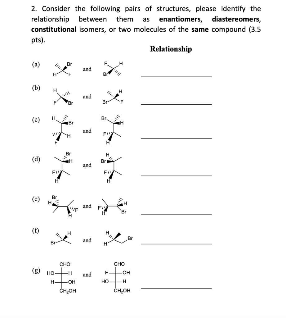 Solved 2. Consider the following pairs of structures, please | Chegg.com