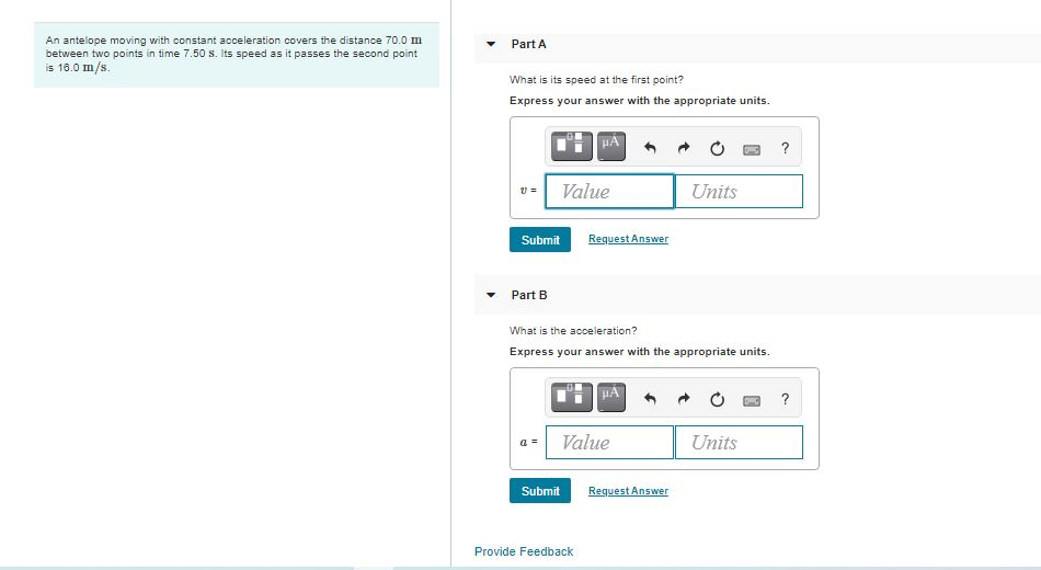 Solved Part A An Antelope Moving With Constant Acceleration