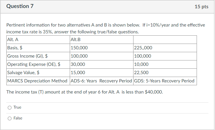 Solved Pertinent information for two alternatives A and B is | Chegg.com