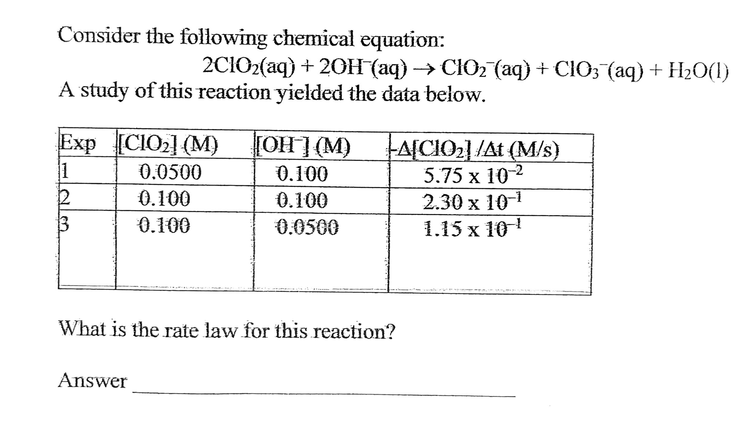 Solved Consider the following chemical | Chegg.com